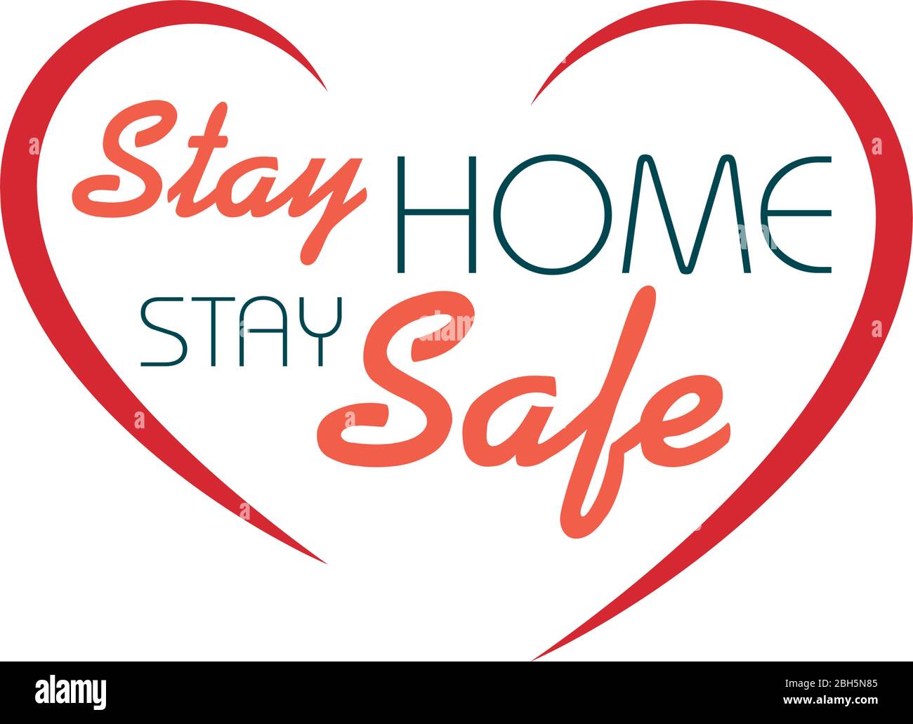 Stay home concept, heart and Lettering typography, Hand letter colorful ...