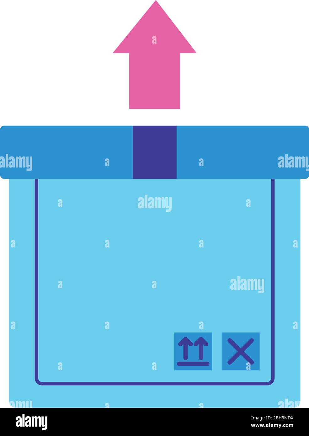 box carton with arrow up delivery service flat style Stock Vector Image ...