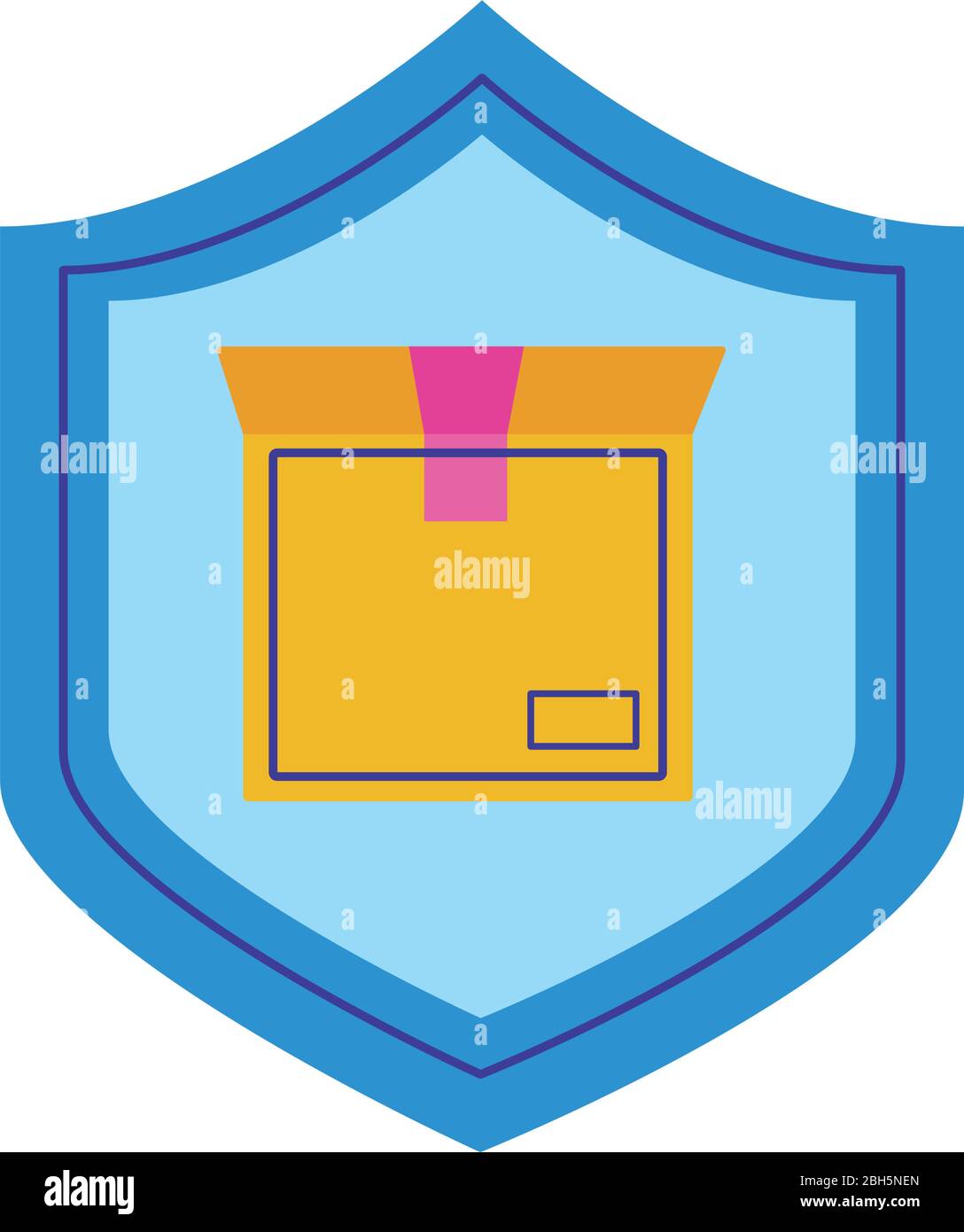 box carton in shield delivery service flat style Stock Vector Image ...
