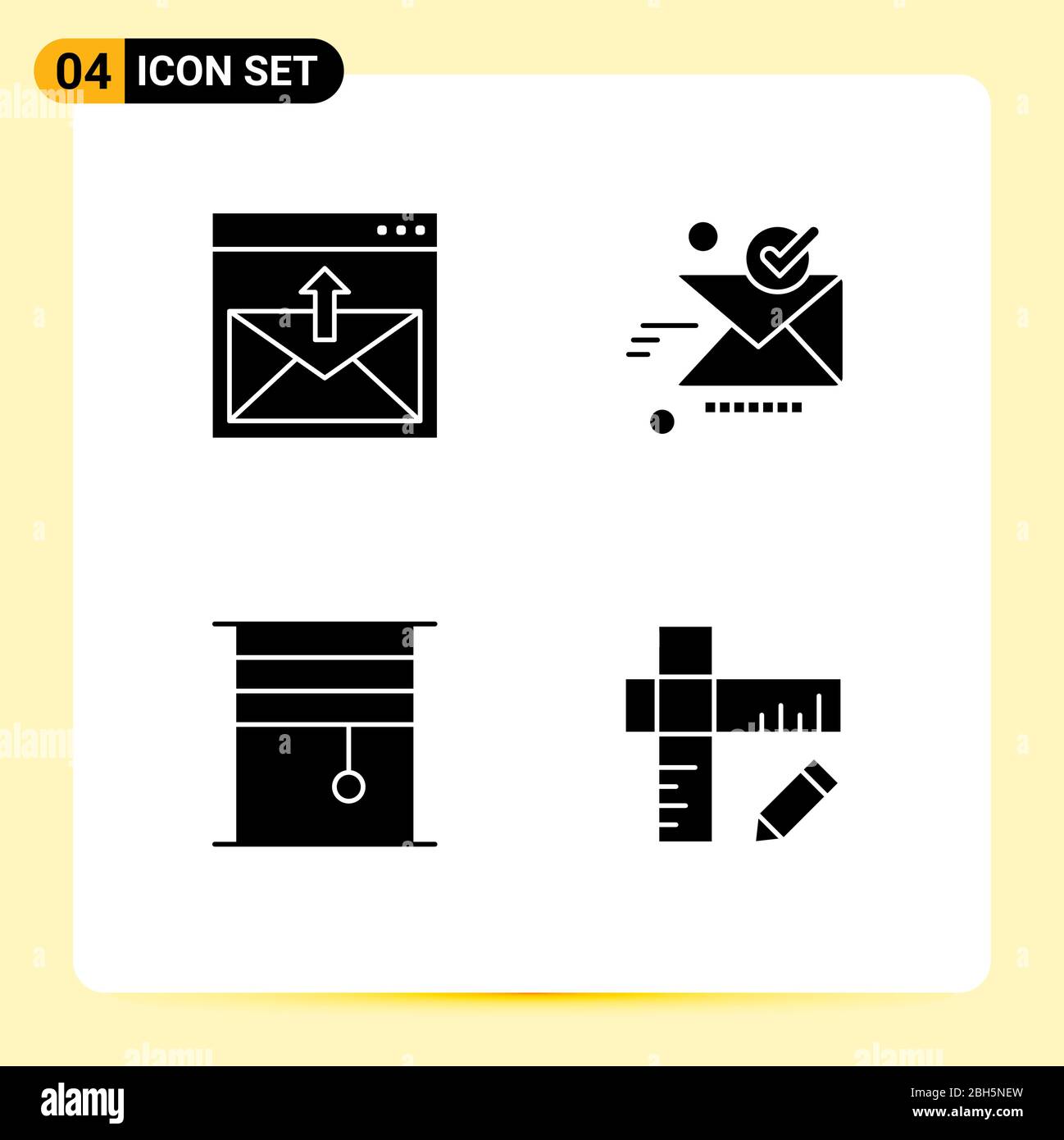 Universal Solid Glyph Signs Symbols of communication, good, email, send ...