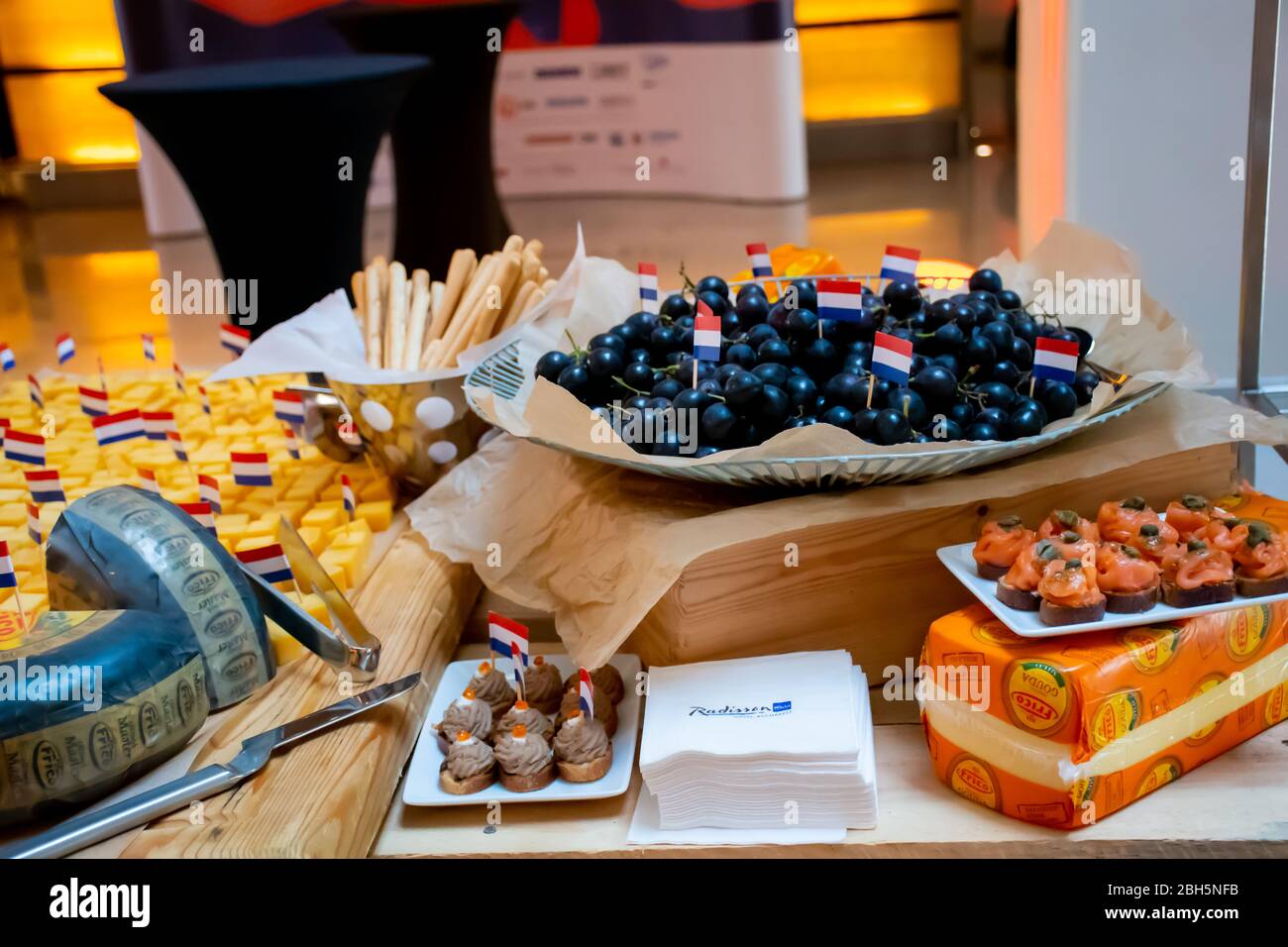 Cheese cuts display during buffet catering event for French National ...