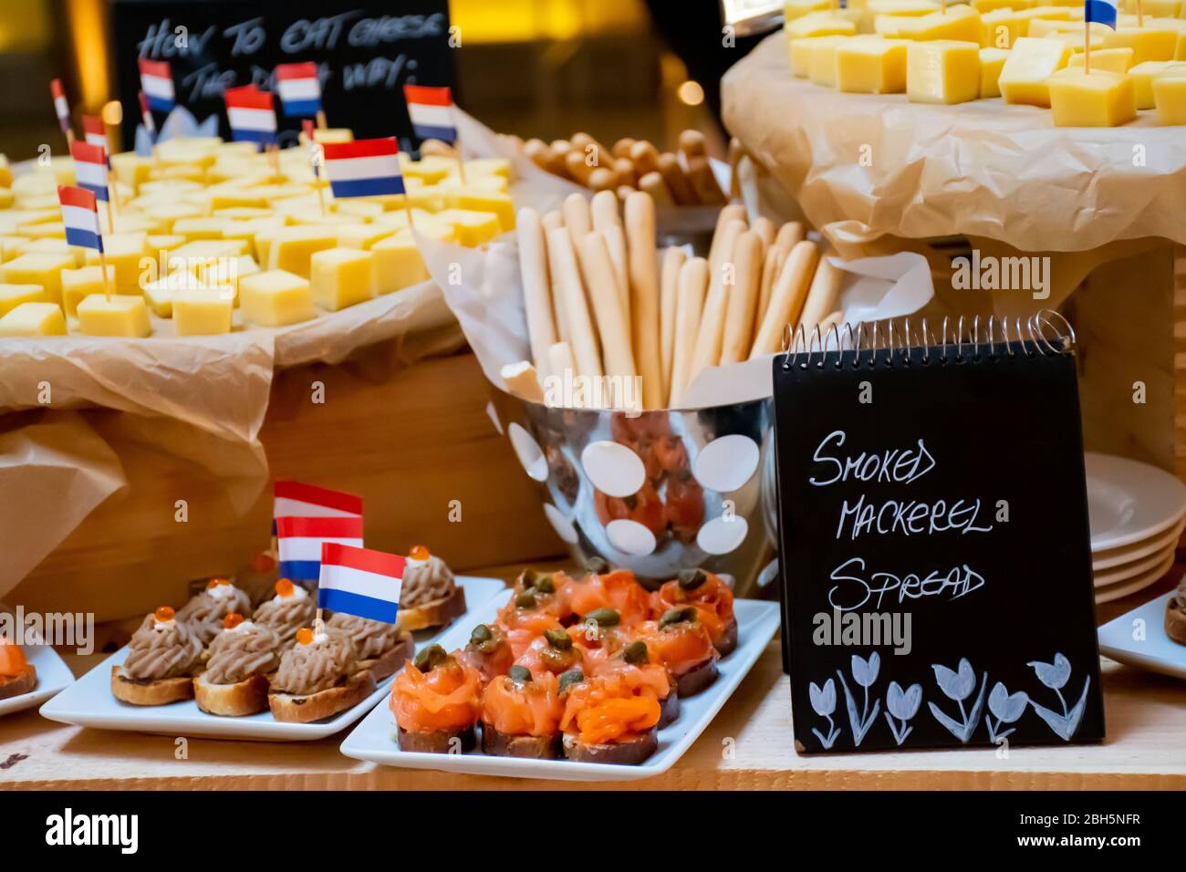 Cheese cuts display during buffet catering event for French National ...