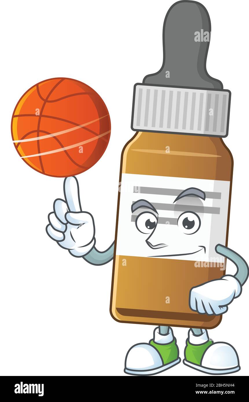 An athletic liquid bottle cartoon design style playing basketball Stock ...