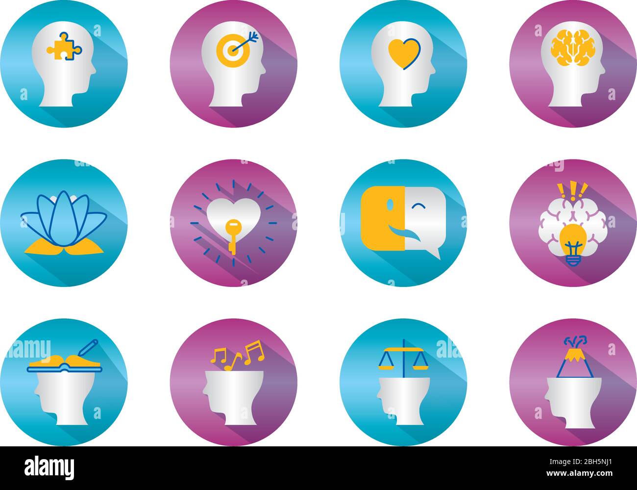 mental disorders and mental health icon set over white background ...