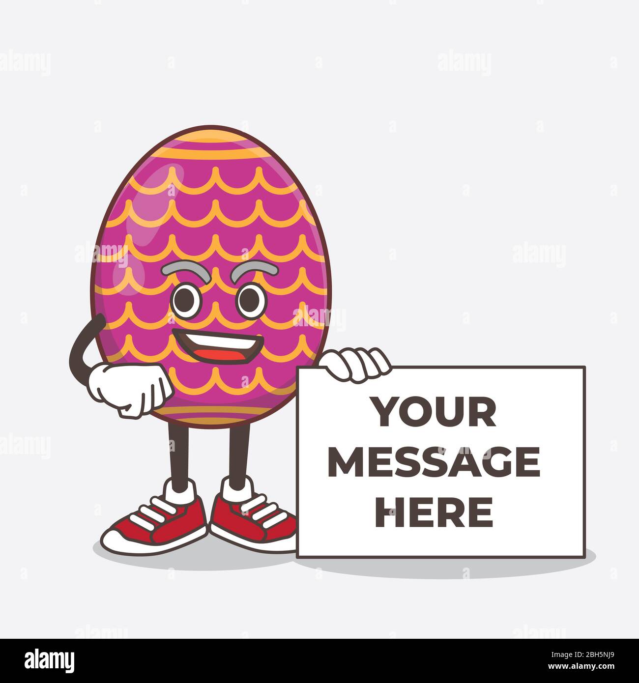An illustration of Easter Egg cartoon mascot character holding a board ...