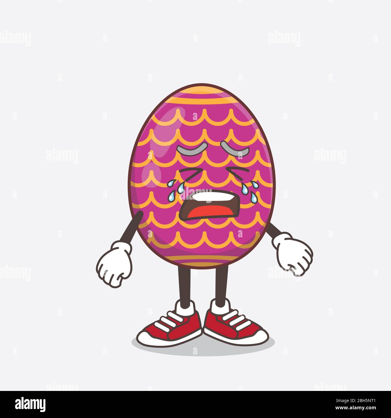 An illustration of Easter Egg cartoon mascot character with crying ...