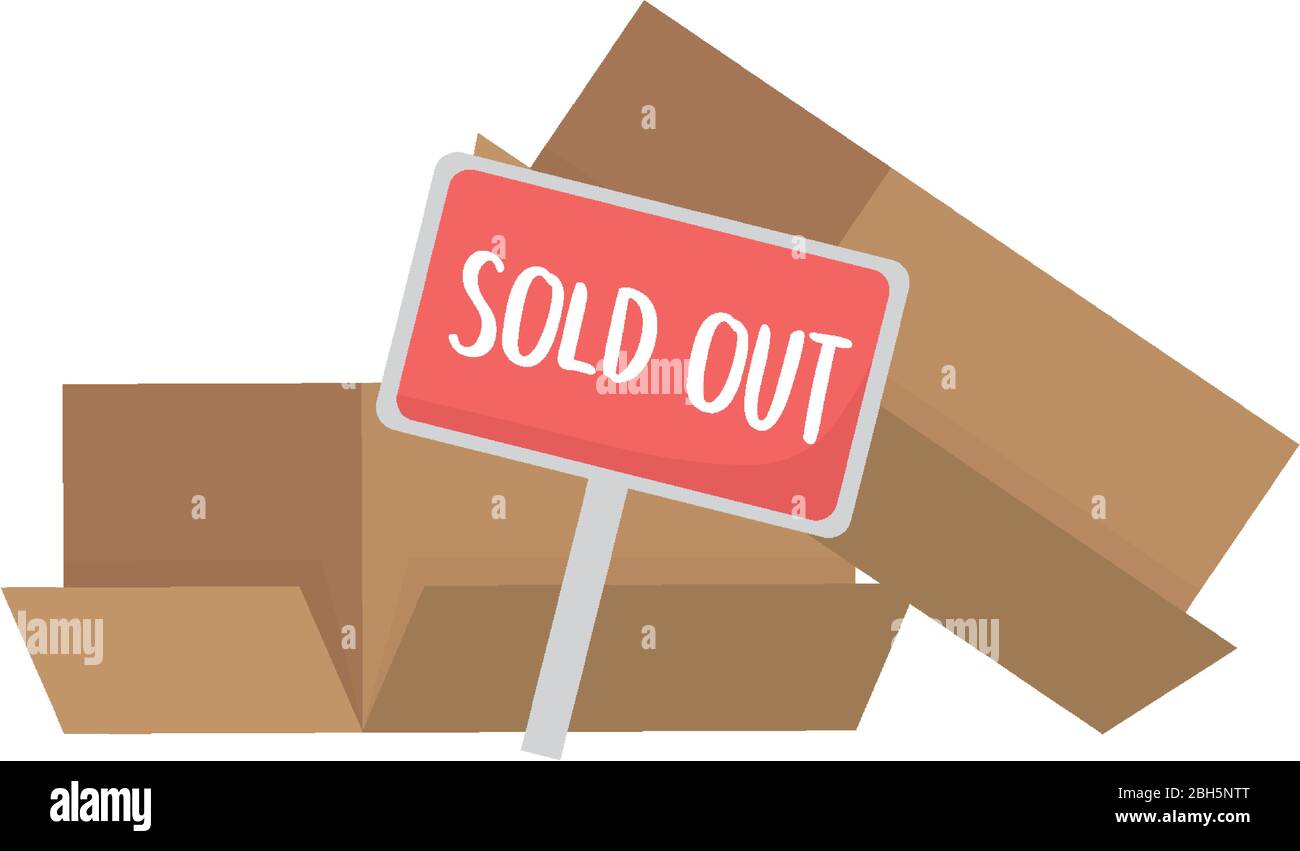 Sold out banner and boxes design of Shopping commerce market store shop ...