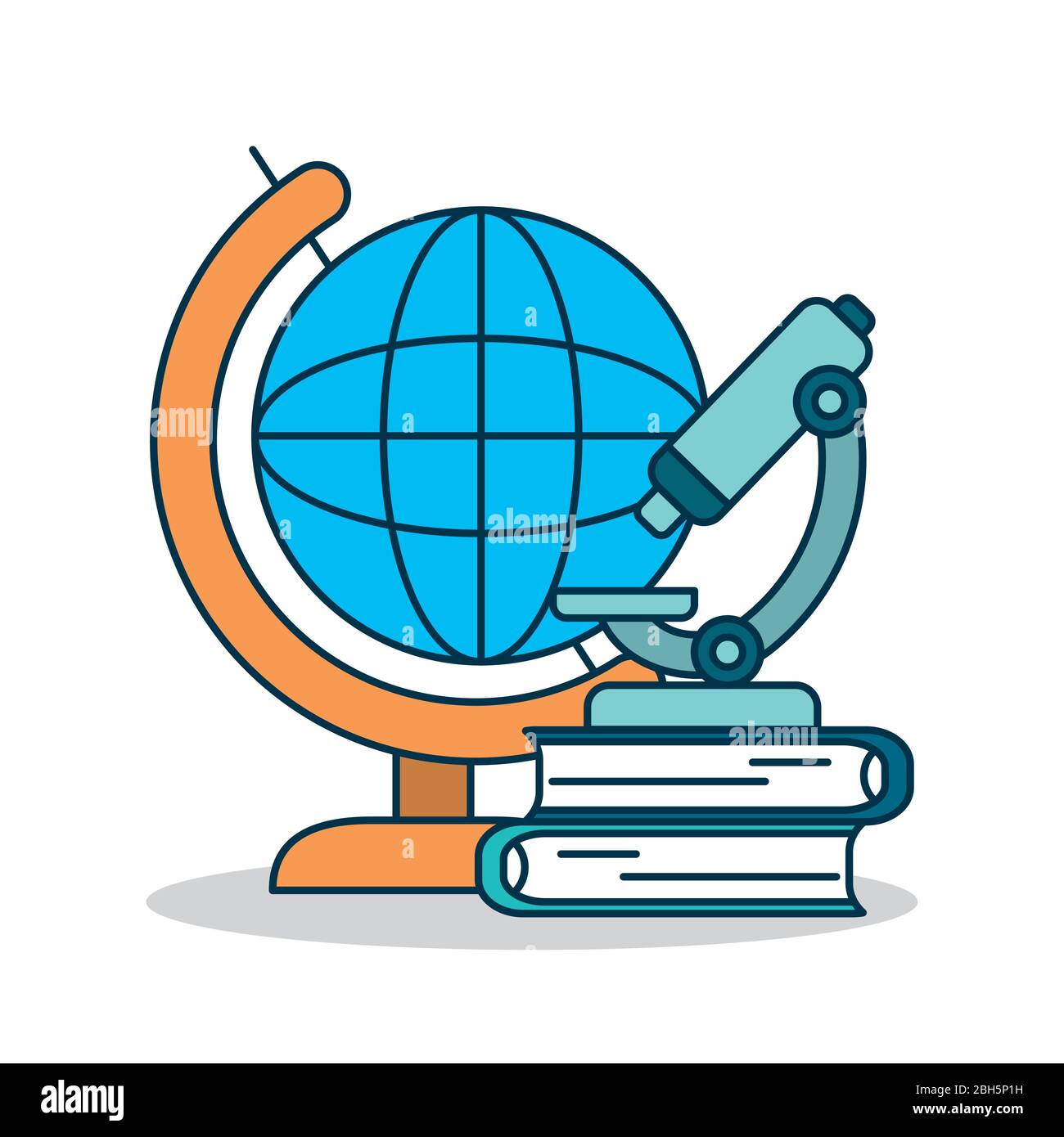 geography tool, microscope and academic books over white background ...