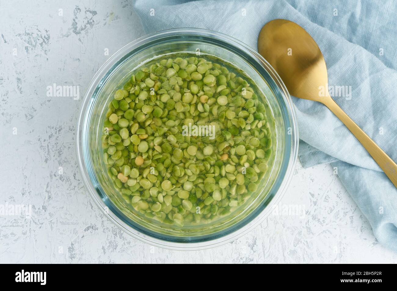Soaking green peas cereal in water to ferment cereals and neutralize ...