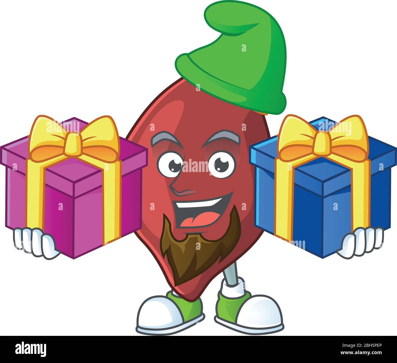 A smiling liver cartoon design having Christmas gifts Stock Vector ...