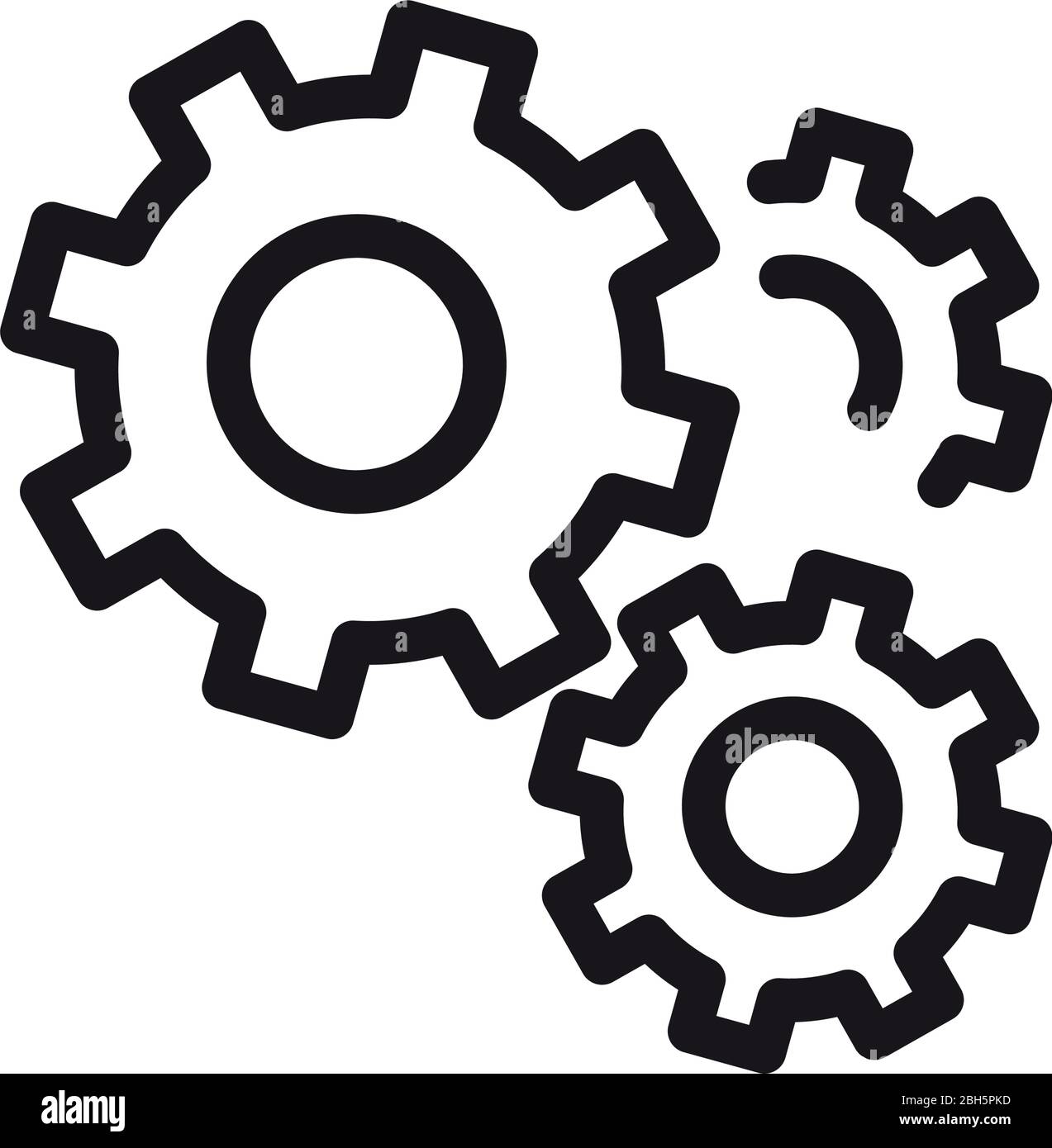 gear wheels icon over white background, line style, vector illustration ...
