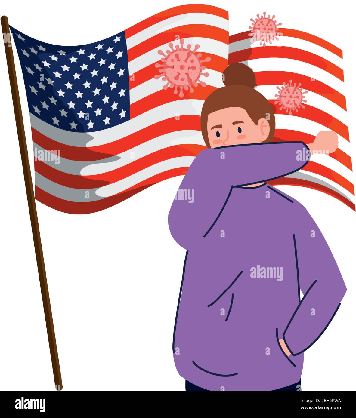 usa flag with young woman sick of covid 19 Stock Vector Image & Art - Alamy