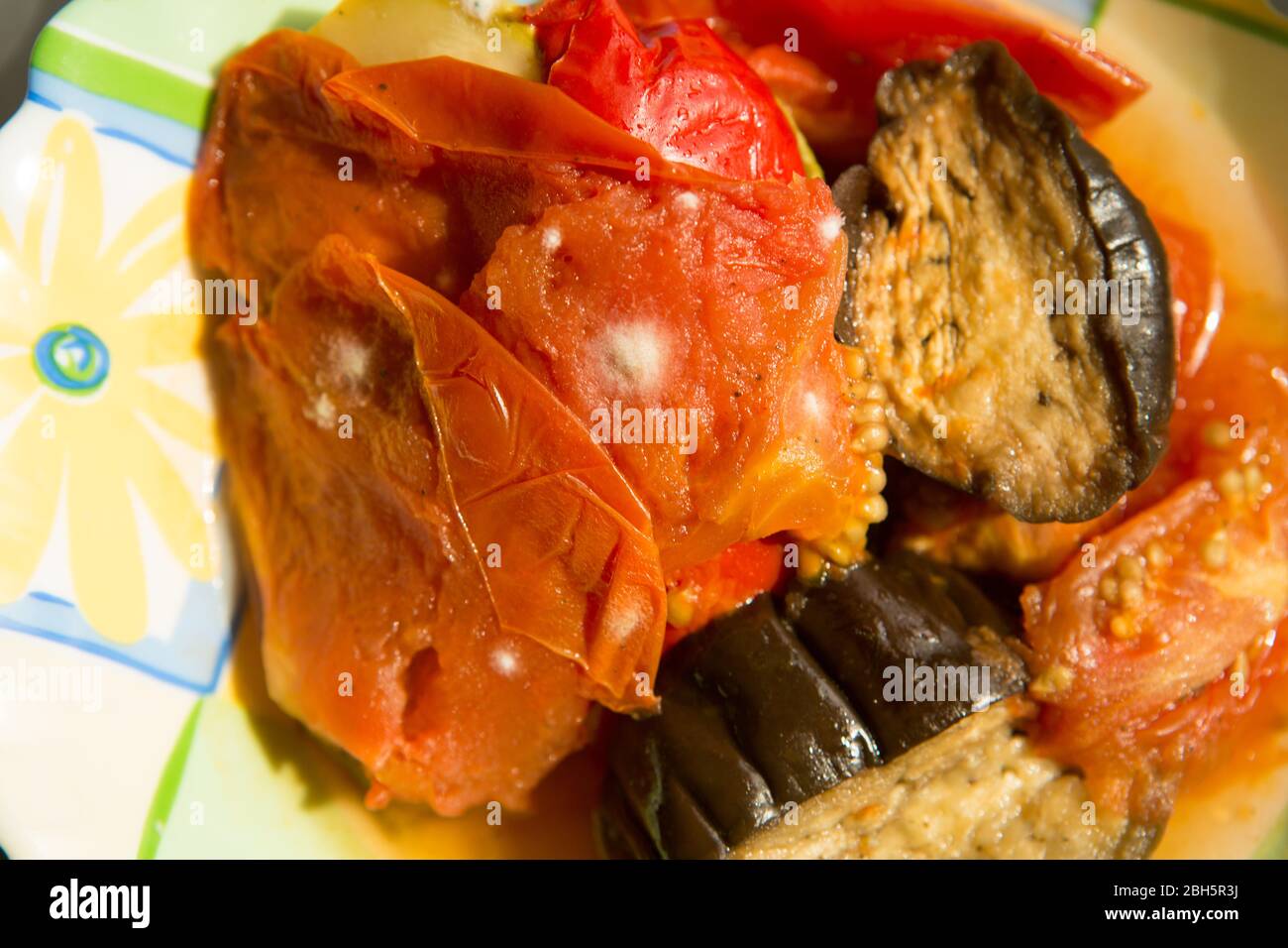 mold on stewed vegetables, spoiled food close-up Stock Photo - Alamy
