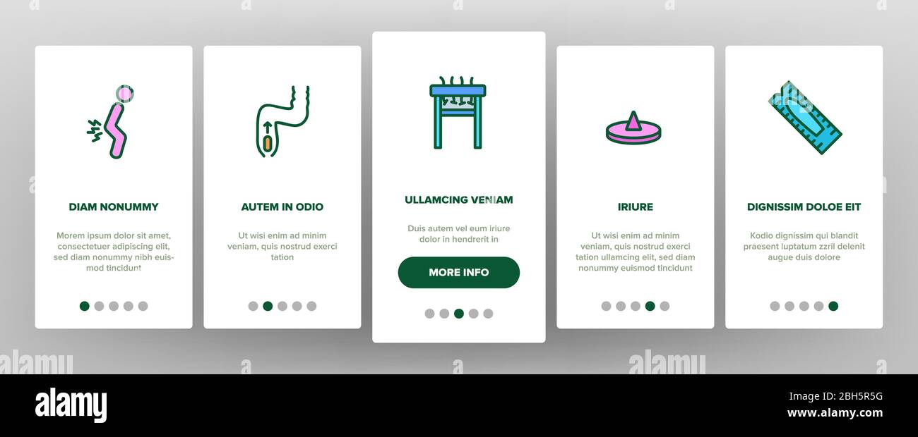 Hemorrhoids Disease Onboarding Icons Set Vector Stock Vector Image ...