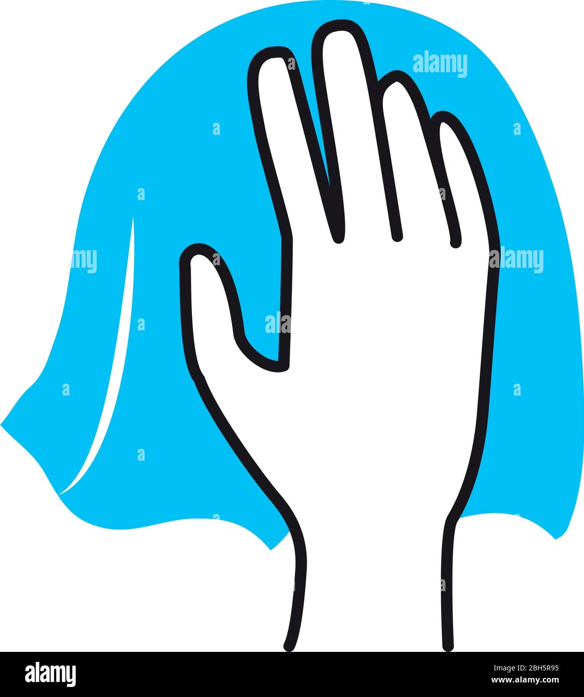 hand with tissue icon over white background, half color half line style ...