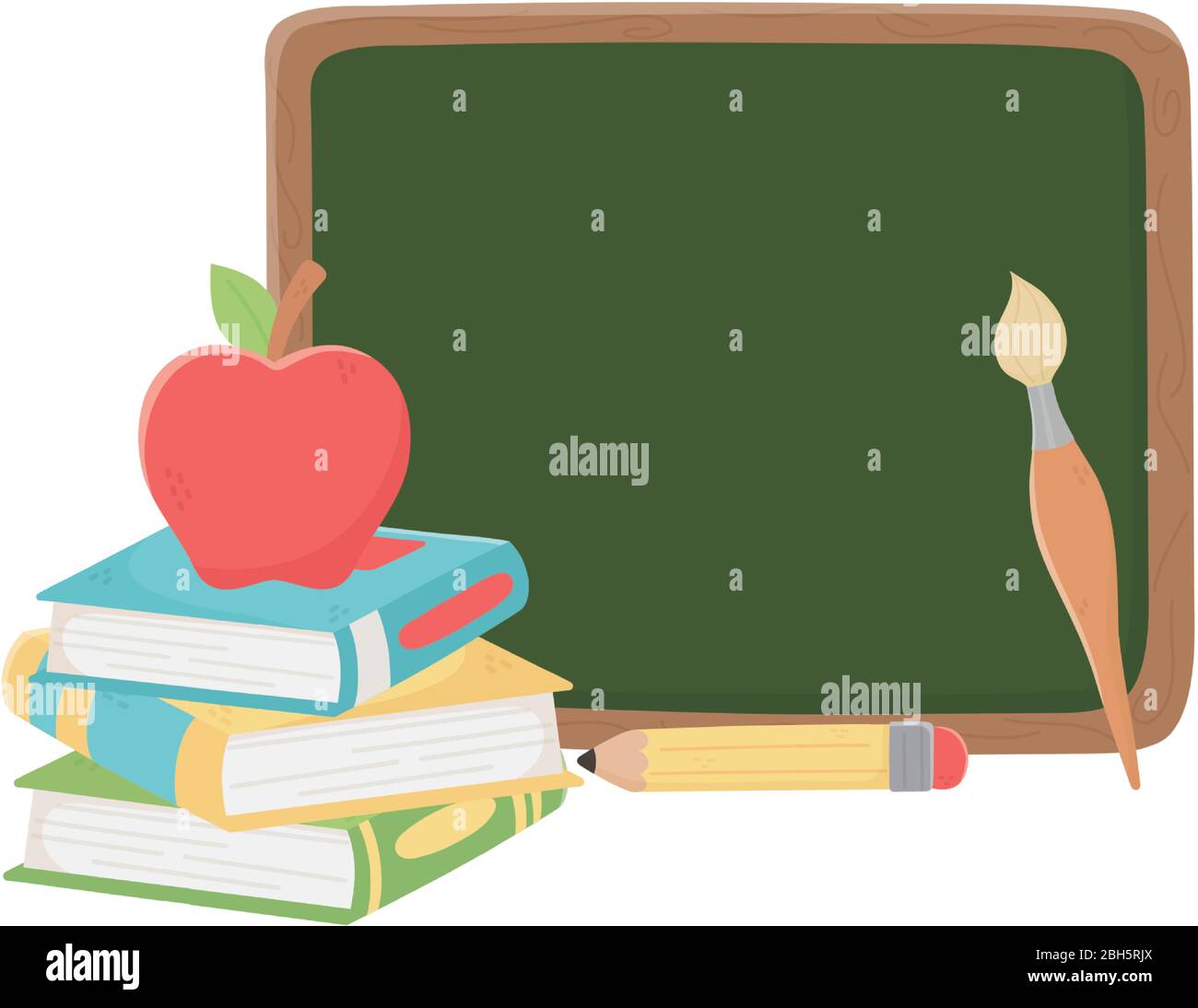 School board apple pencil brush and books design, Eduaction class ...