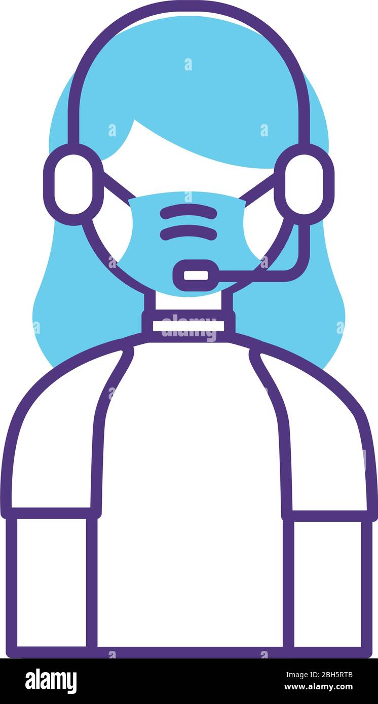 call center female worker line style icon Stock Vector Image & Art - Alamy