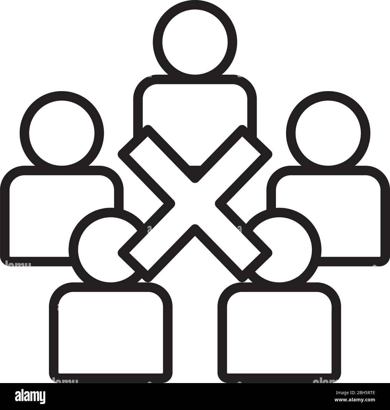 prohibited people together symbol, crowd and cross icon over white ...