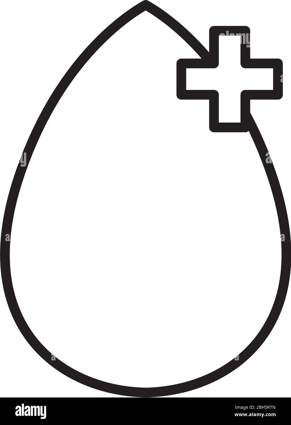 water drop and medical cross icon over white background, line style ...