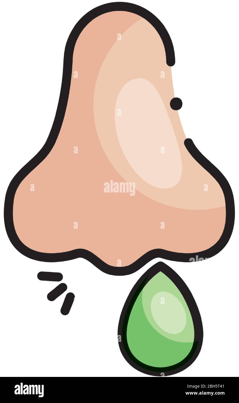 runny nose icon over white background, line color style, vector ...
