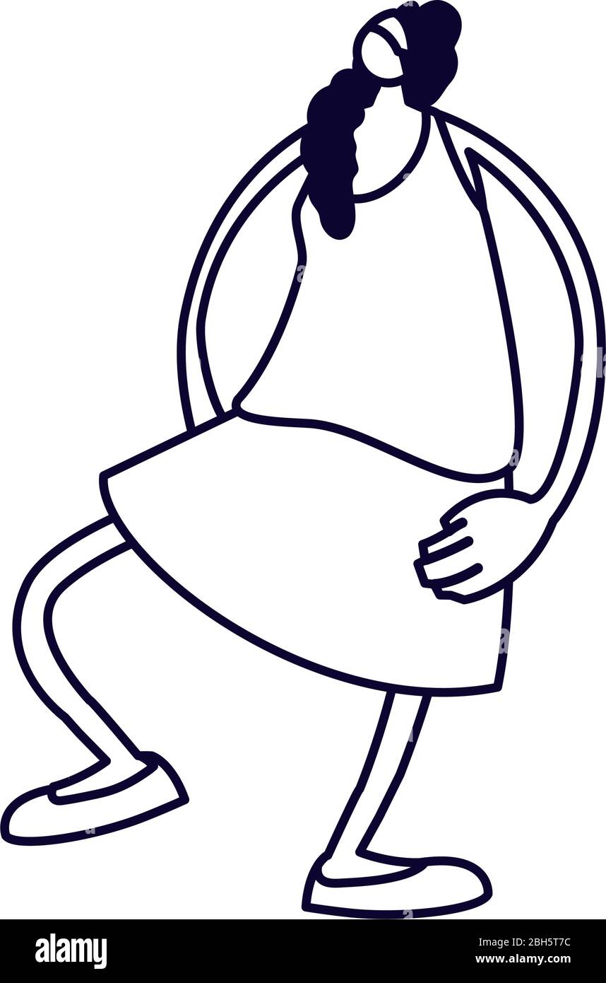 young woman standing, line style icon vector illustration design Stock ...