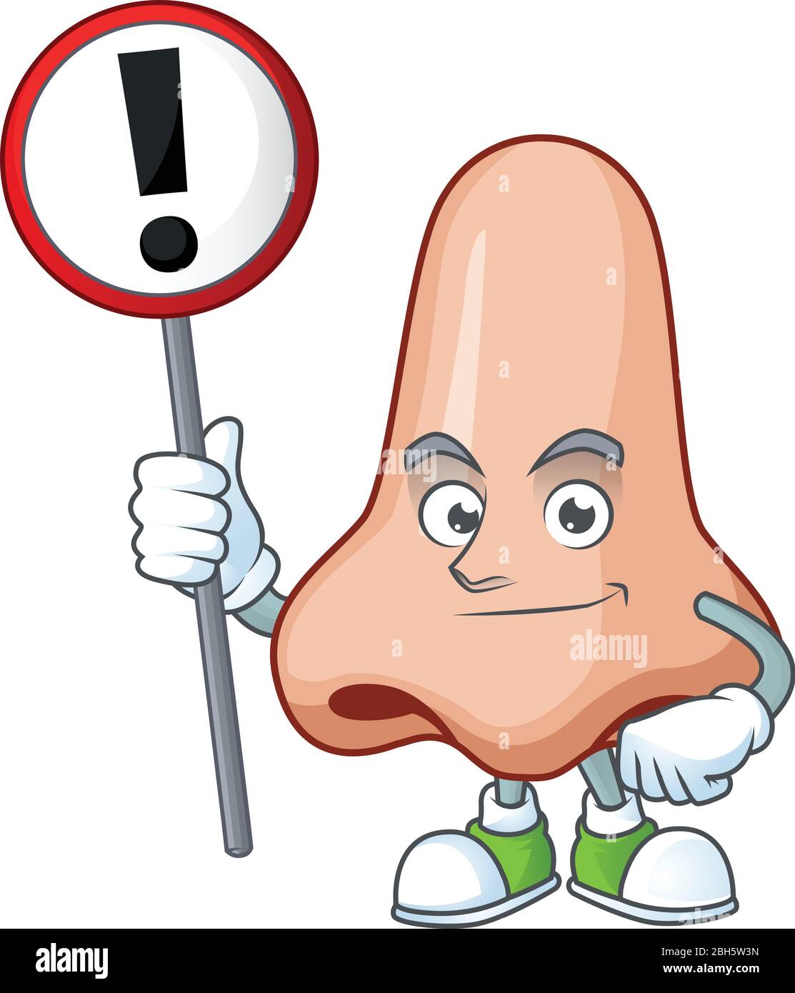 A picture of nose cartoon character concept holding a sign Stock Vector ...