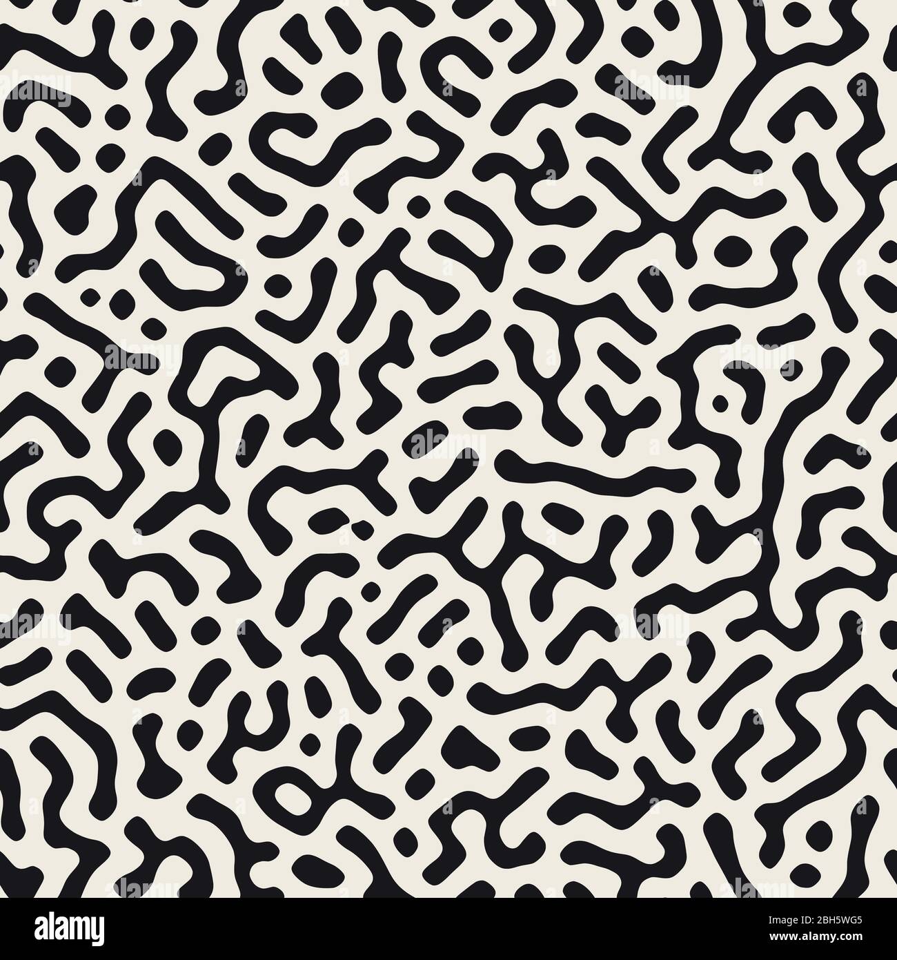 Vector Seamless Pattern Monochrome Organic Shapes Texture Abstract Rounded Messy Lines Stylish