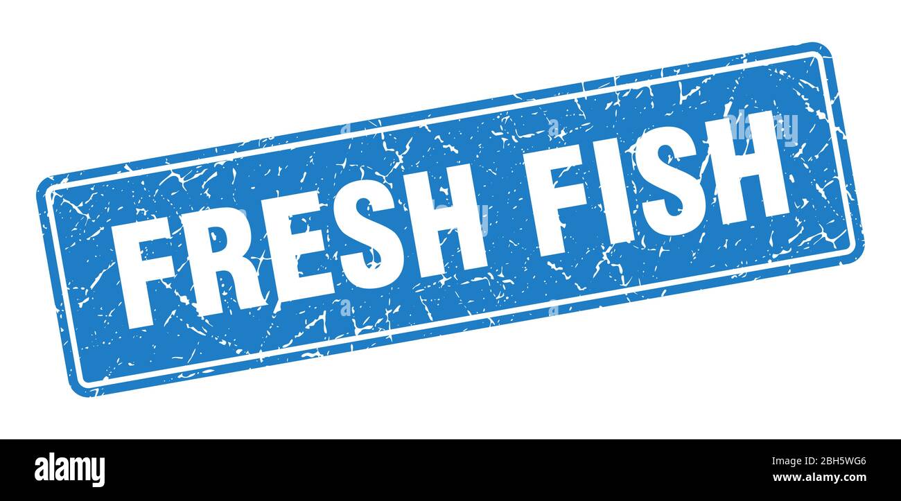 fresh fish stamp. fresh fish vintage blue label. Sign Stock Vector ...