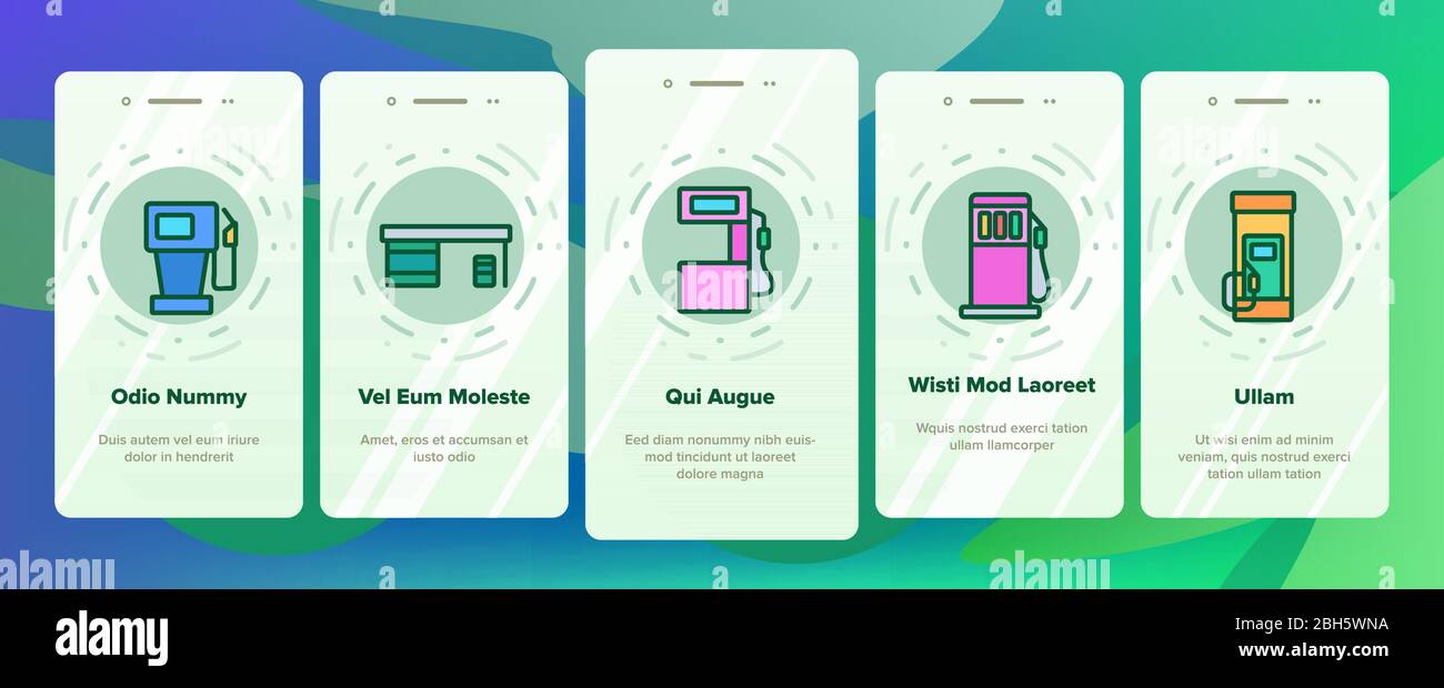 Petrol Station Tool Onboarding Icons Set Vector Stock Vector Image ...