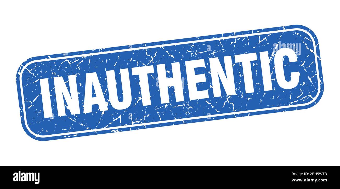 inauthentic stamp. inauthentic square grungy blue sign Stock Vector ...