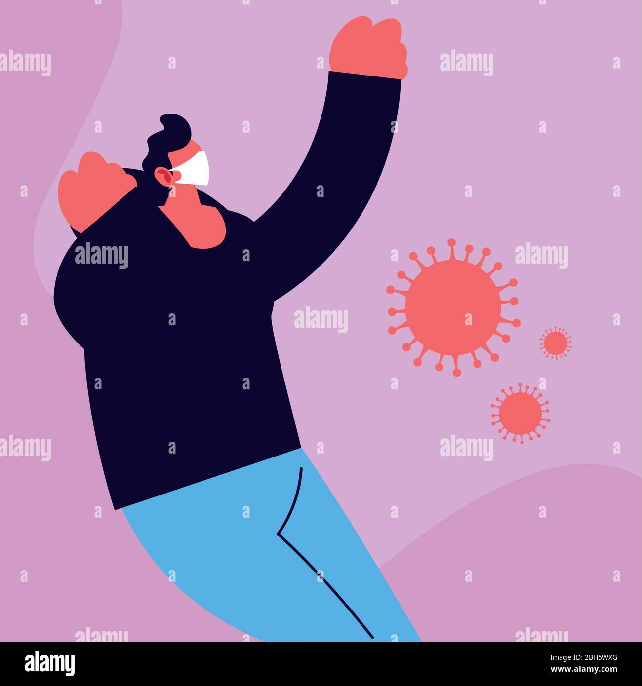 man in medical face mask fighting coronavirus vector illustration ...