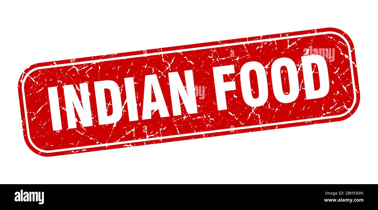 indian food stamp. indian food square grungy red sign Stock Vector ...