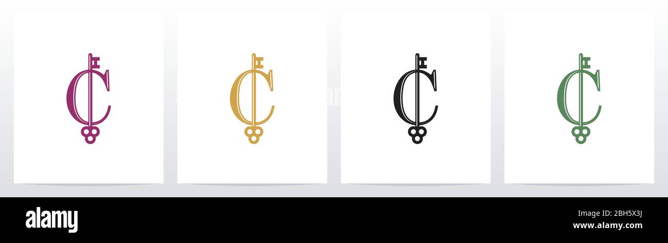 Door Key On Letter Logo Design C Stock Vector Image & Art - Alamy
