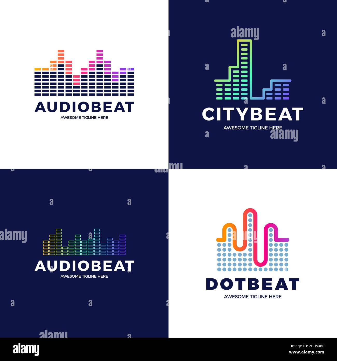 Audio Sound Wave logo template stock vector design. Line abstract music ...