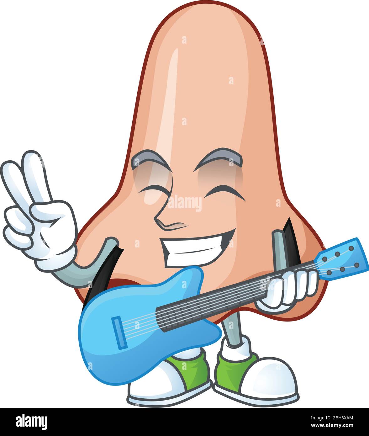 Happy face of nose cartoon plays music with a guitar Stock Vector Image ...