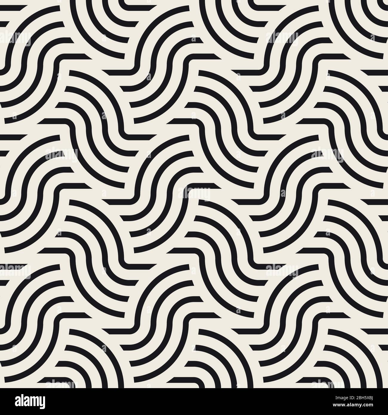 Vector seamless pattern. Monochrome bold wavy stripes background ...