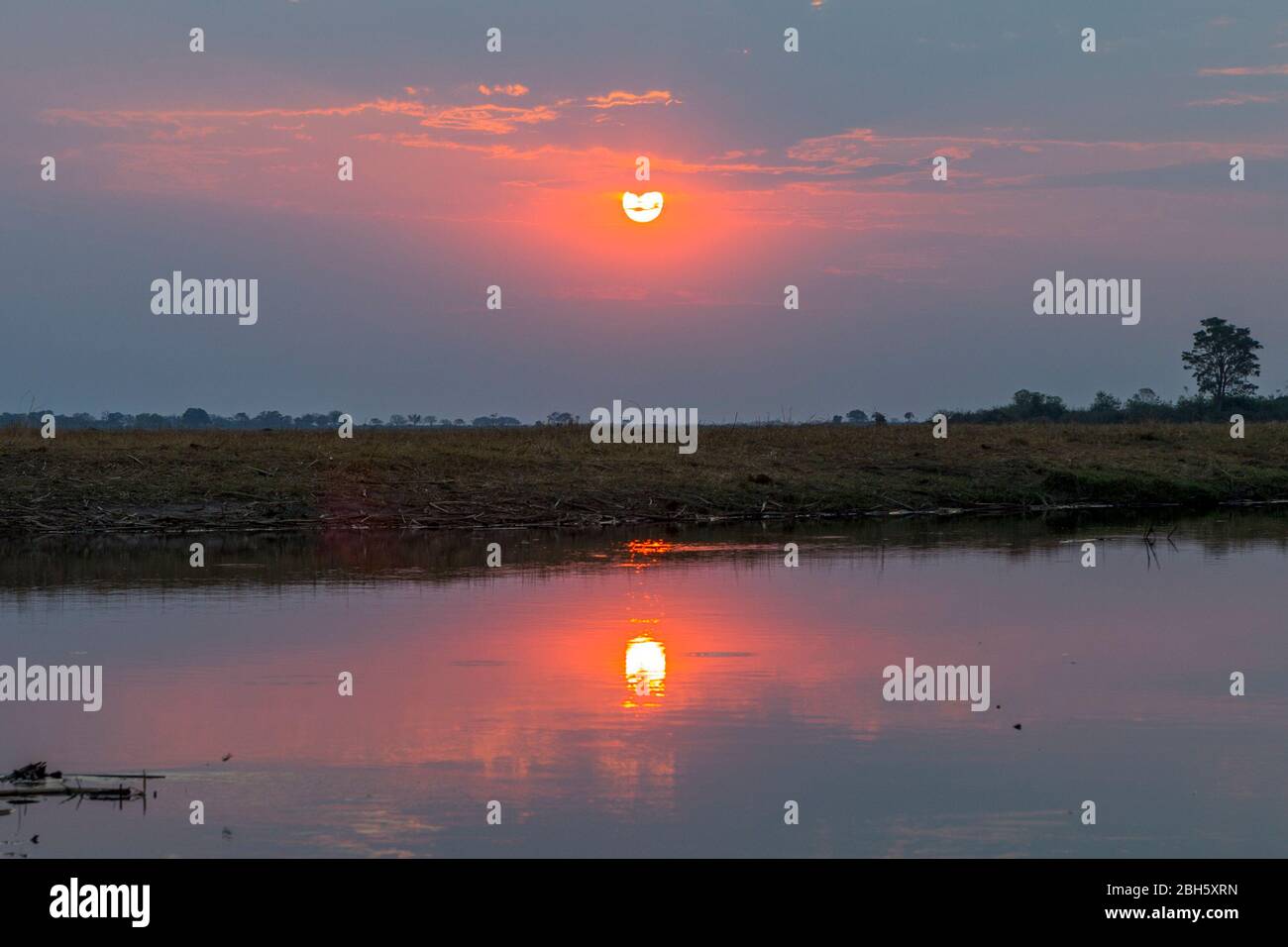 Sunset landscape, Nkasa Rupara (Mamili) National Park, Caprivi Strip ...