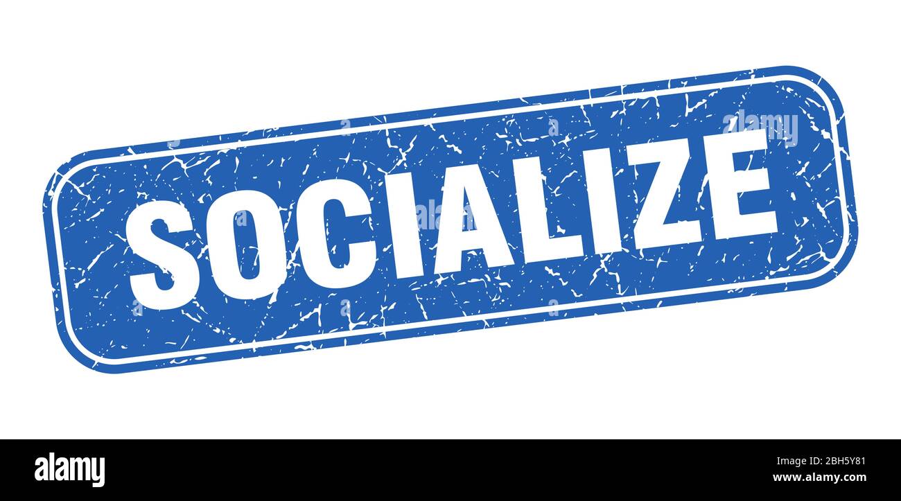 socialize stamp. socialize square grungy blue sign Stock Vector Image ...