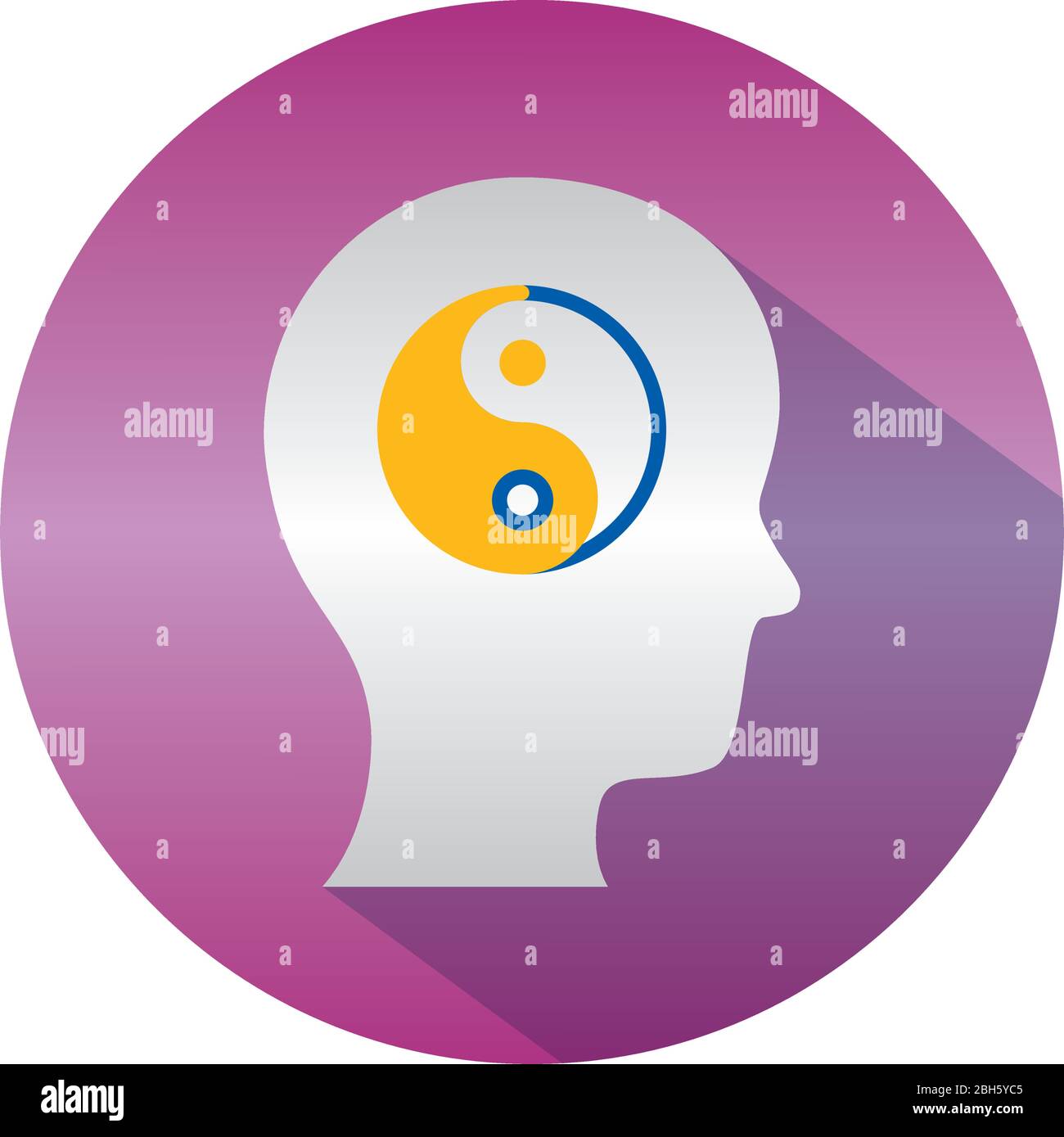 mental health concept, yin yang symbol inside human head icon over ...