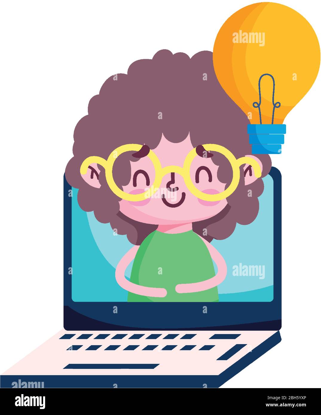 Girl kid laptop and light bulb design, Eduaction school university ...