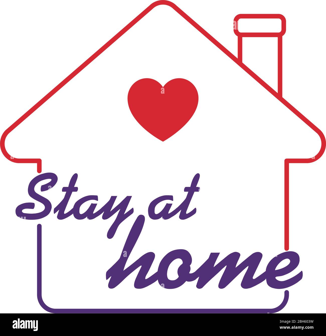 Stay home concept, house, heart and Lettering typography, Hand letter ...