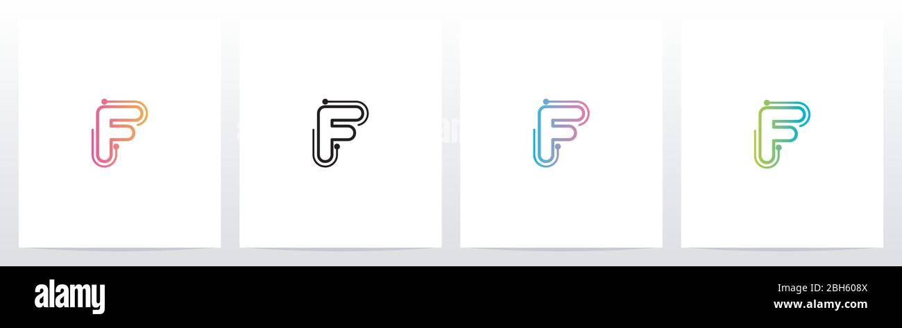 Dots With Lines On The Outside Of Letter Logo F Stock Vector Image ...