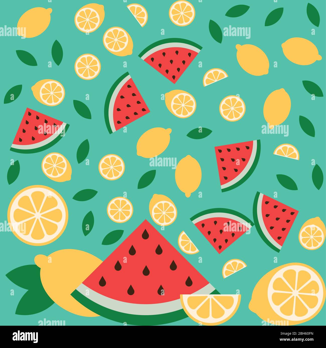 Watermelon and lemon citrus vector fun pattern Stock Vector Image & Art ...