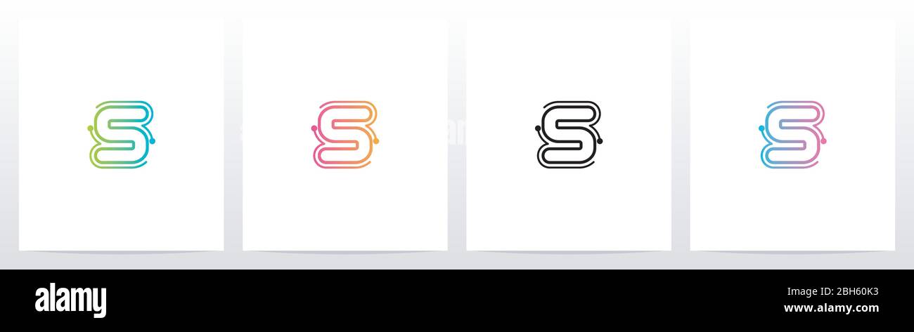 Dots With Lines On The Outside Of Letter Logo S Stock Vector Image ...