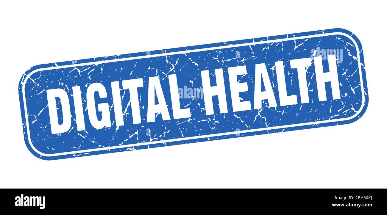 digital health stamp. digital health square grungy blue sign Stock ...