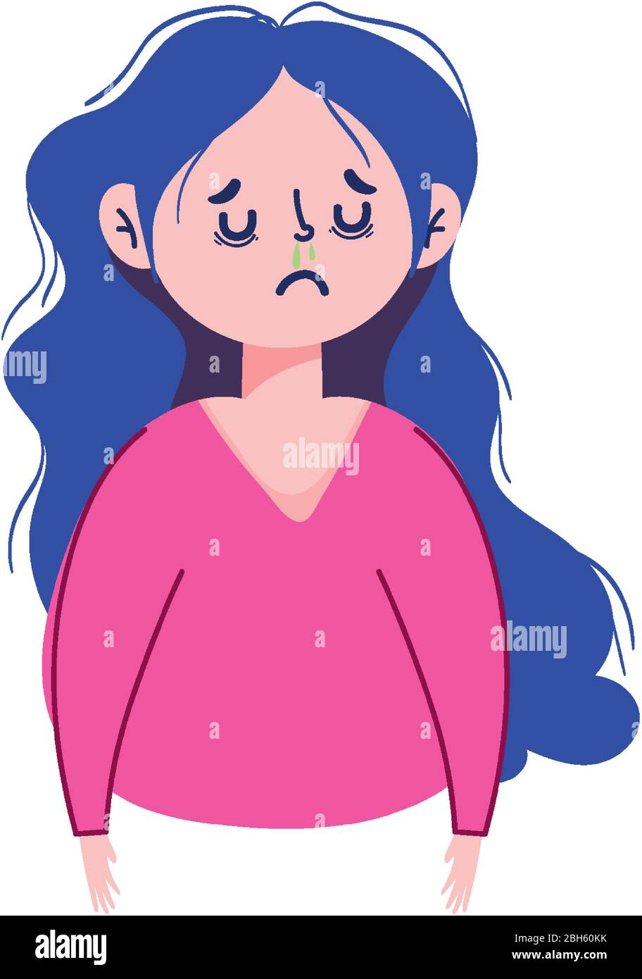 Sick woman with fatigue cold fever design of Covid 19 epidemic disease ...