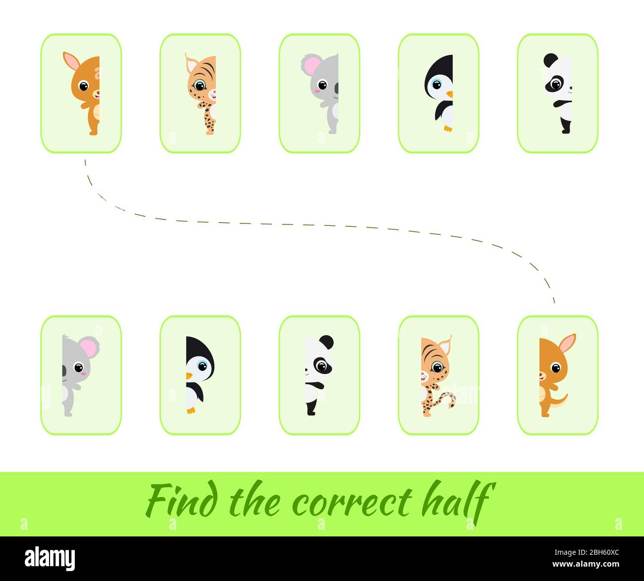 Clip cards game template find correct halves. Matching game for ...