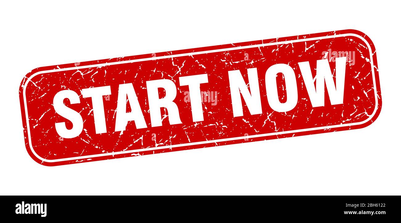 start now stamp. start now square grungy red sign Stock Vector Image ...