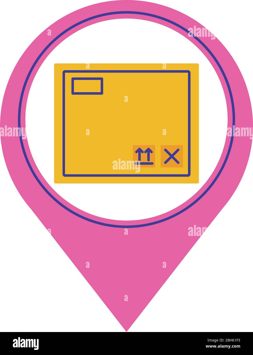 box carton in pin location delivery service flat style Stock Vector ...