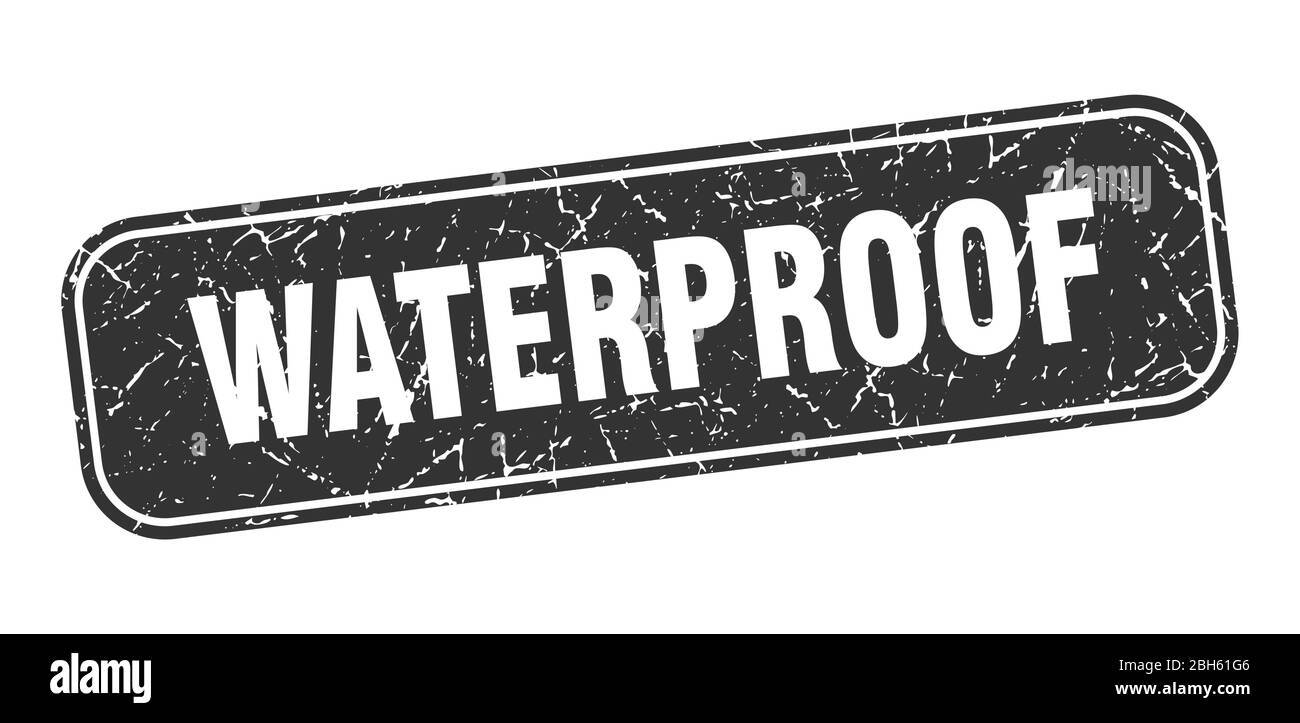 waterproof stamp. waterproof square grungy black sign Stock Vector ...